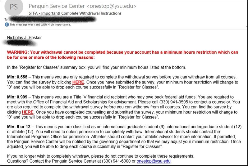 HOW-TO: Withdrawal from All Courses for a Semester | YSU